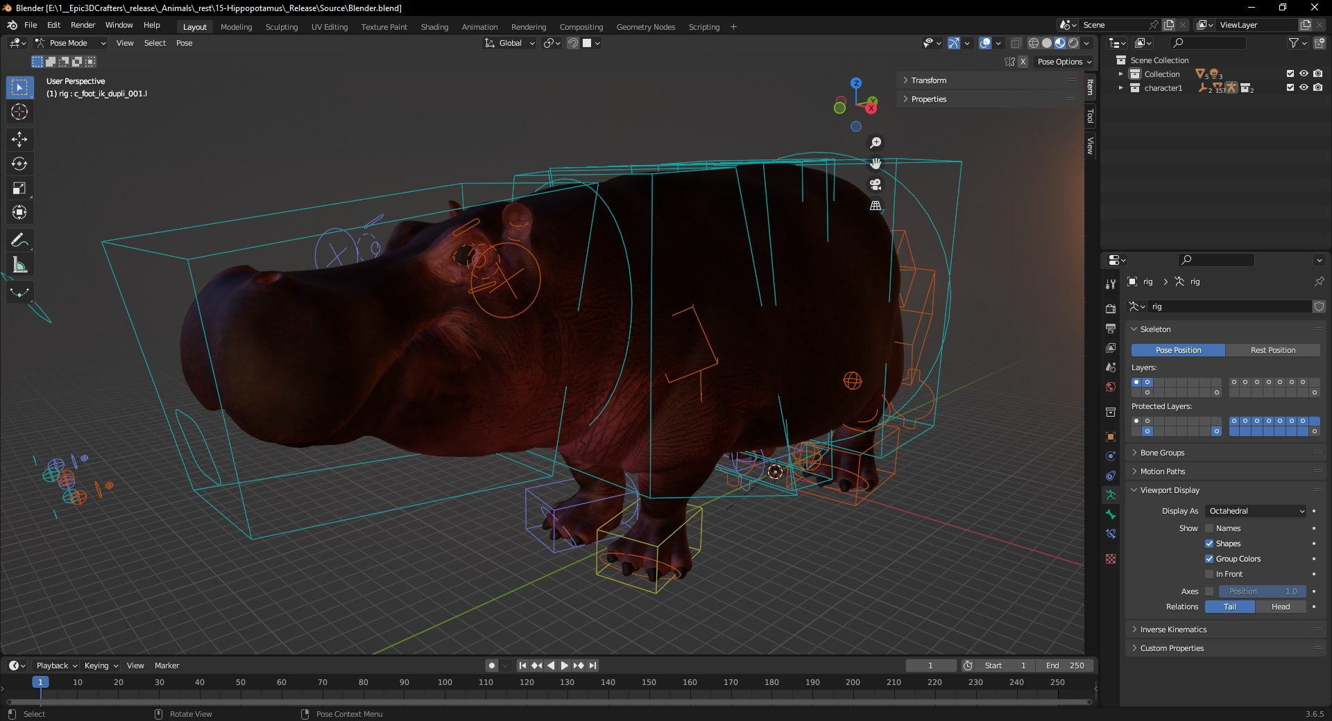 3D Model River Behemoth 3D Hippo Realistic Hippopotamus Low-poly 3D ...