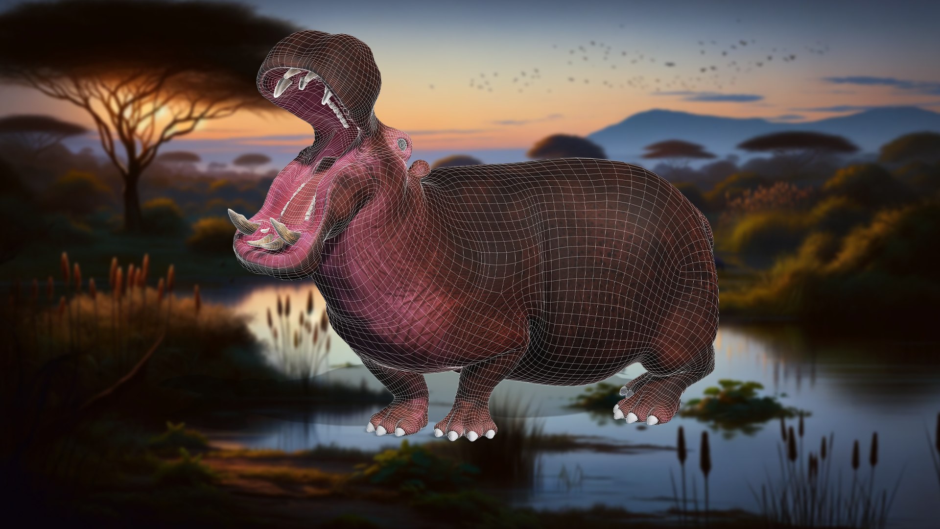 3D Model River Behemoth 3D Hippo Realistic Hippopotamus Low-poly 3D ...