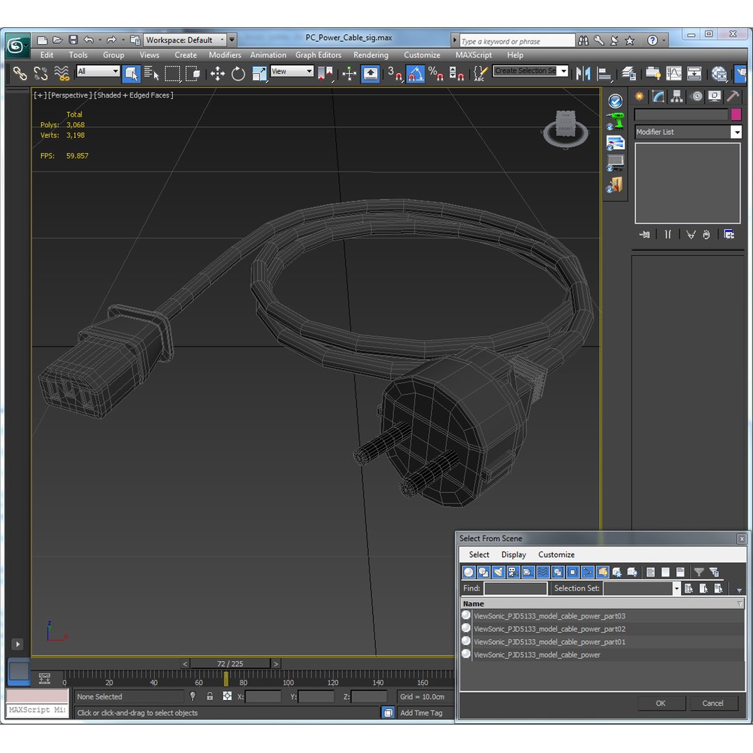 3d model pc power cable