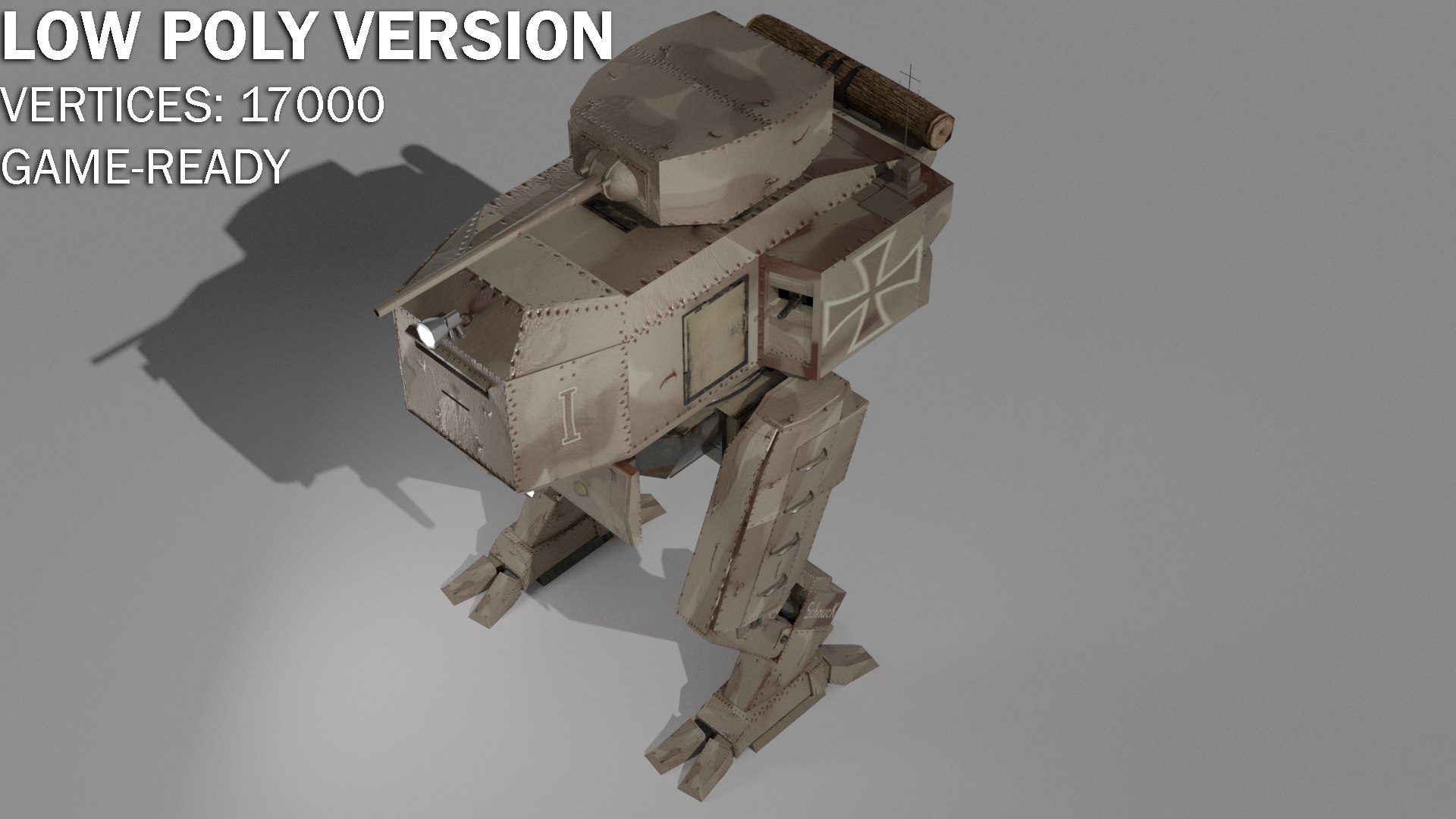 3D Model Panzer Mech Walker With RIG And LOWPOLY Desert Camo ...