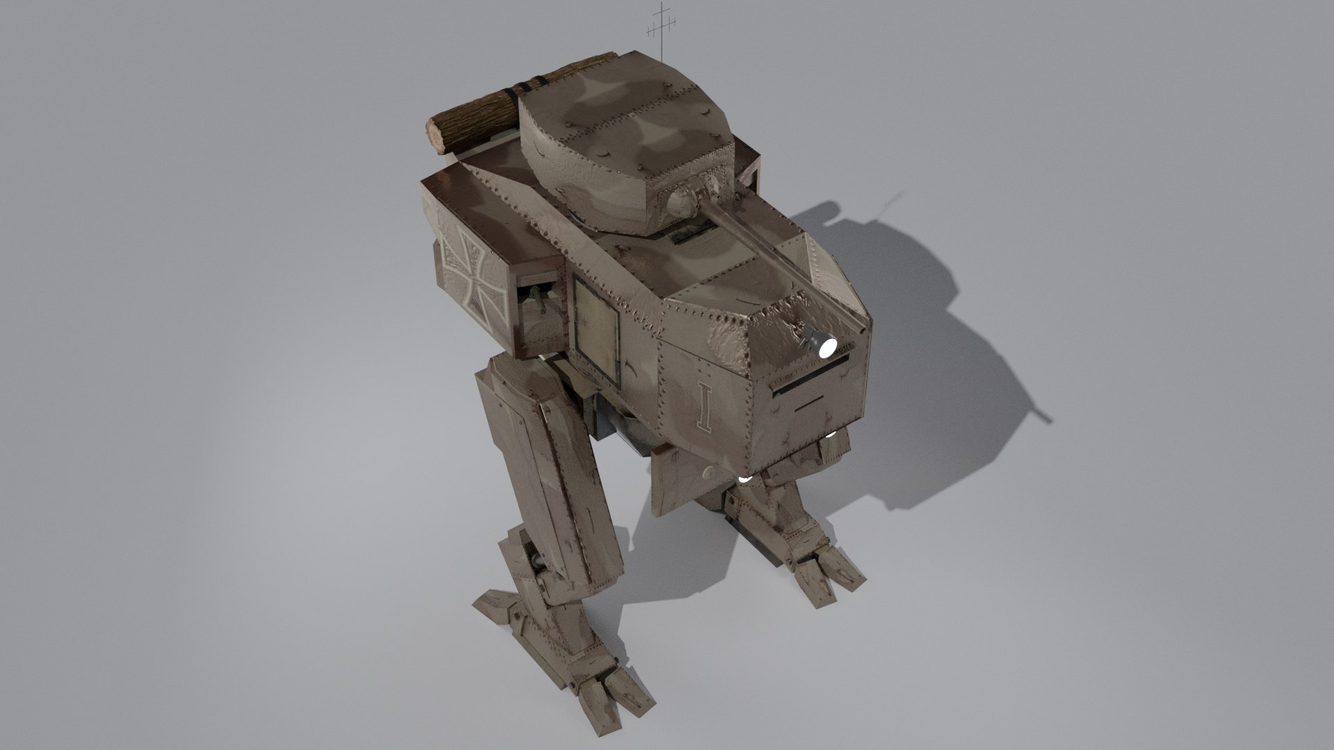 3D Model Panzer Mech Walker With RIG And LOWPOLY Desert Camo ...