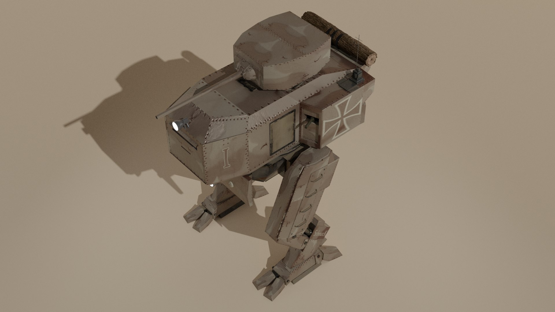 3D Model Panzer Mech Walker With RIG And LOWPOLY Desert Camo ...