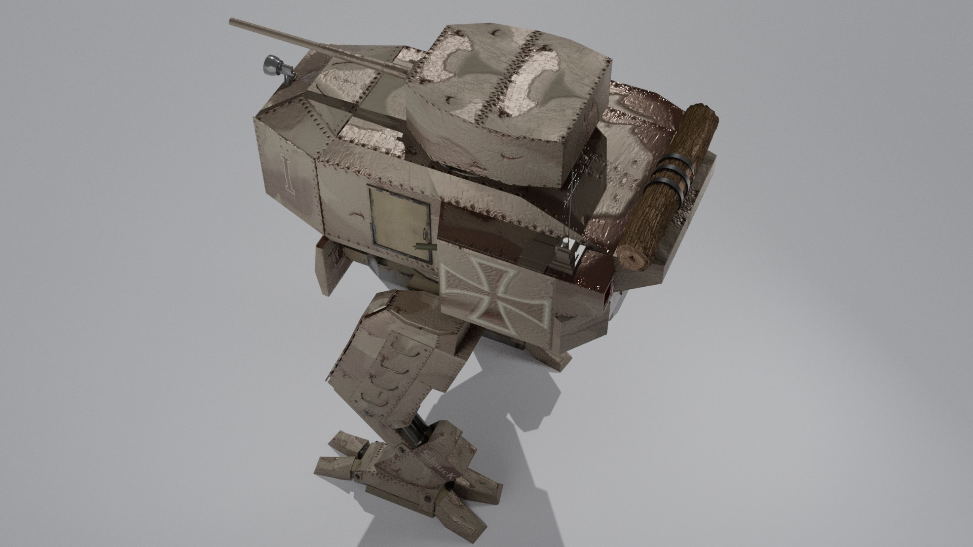 3D Model Panzer Mech Walker With RIG And LOWPOLY Desert Camo ...