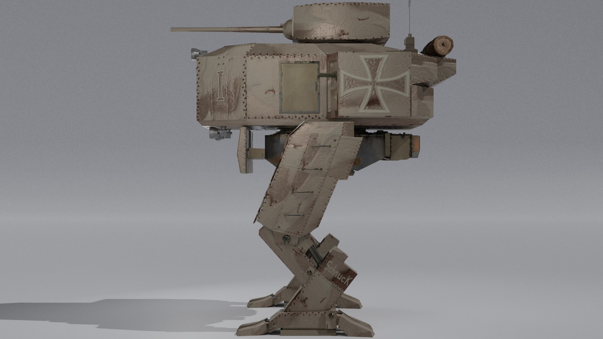 3D Model Panzer Mech Walker With RIG And LOWPOLY Desert Camo ...