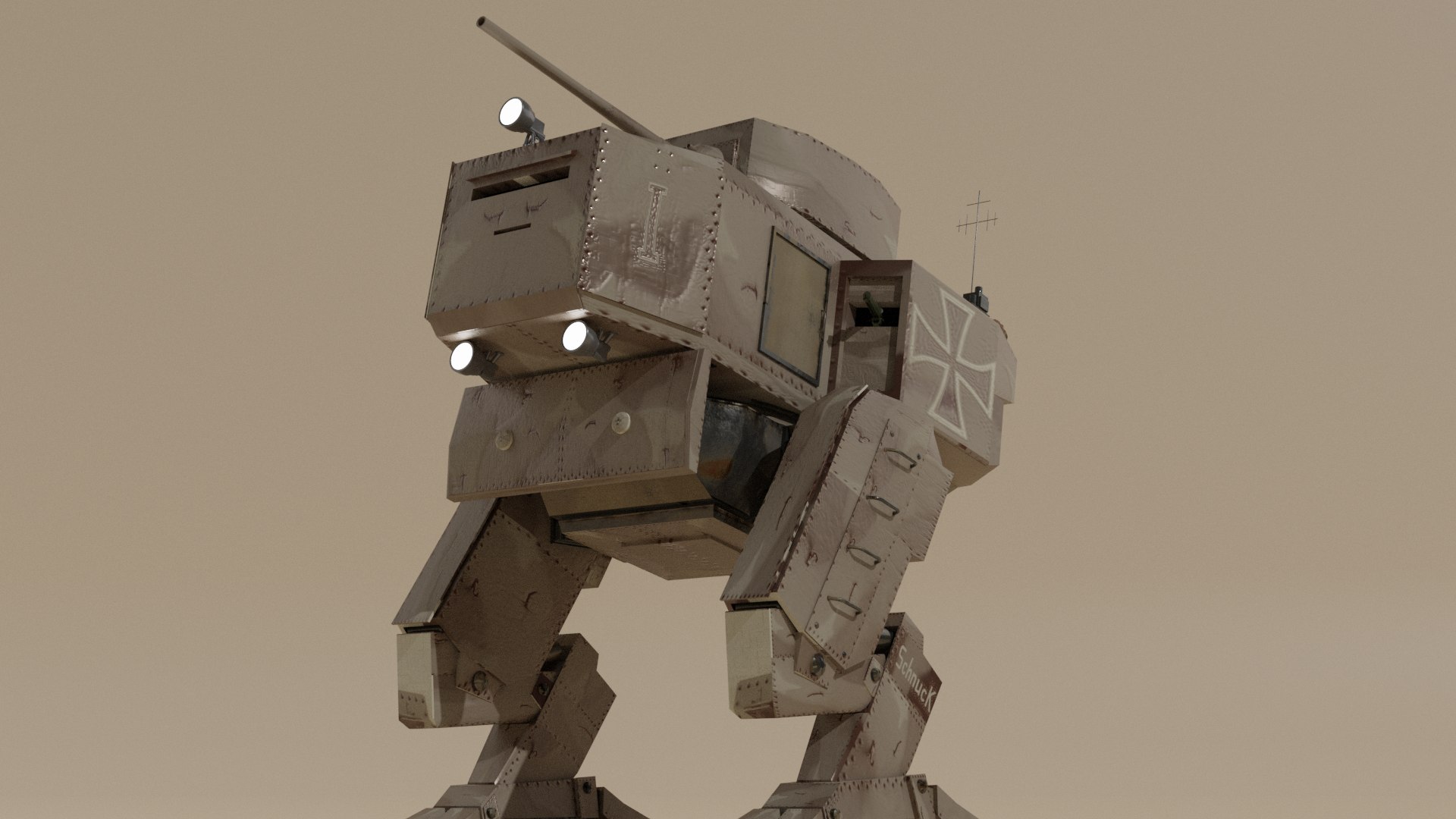 3D Model Panzer Mech Walker With RIG And LOWPOLY Desert Camo ...