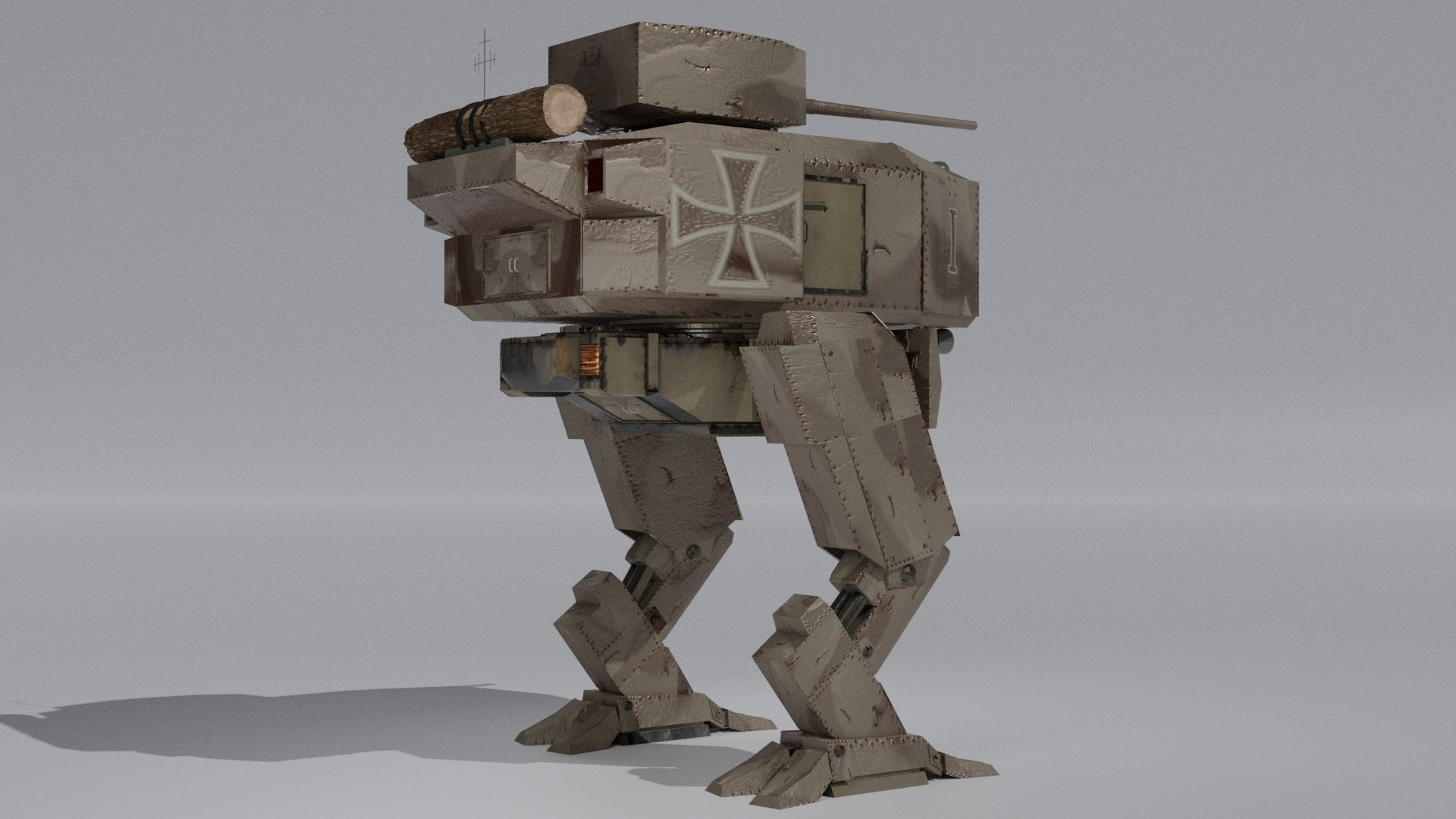 3D Model Panzer Mech Walker With RIG And LOWPOLY Desert Camo ...