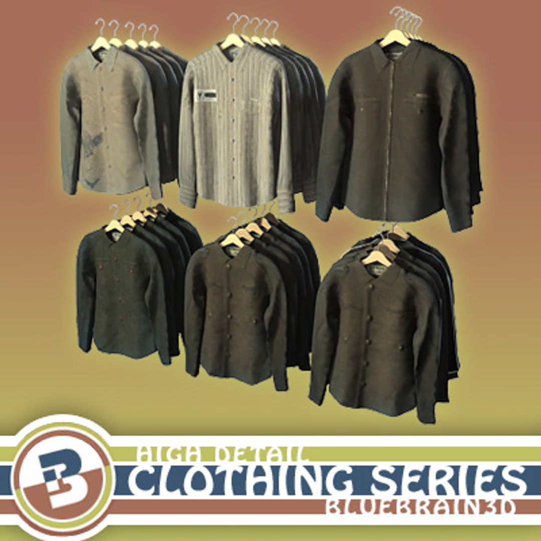 3d Model Clothing - Hung Shirts