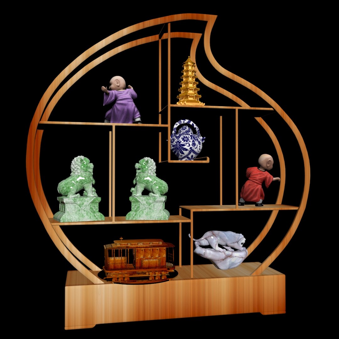 3D Chinese Decorative Self Model - TurboSquid 2162626