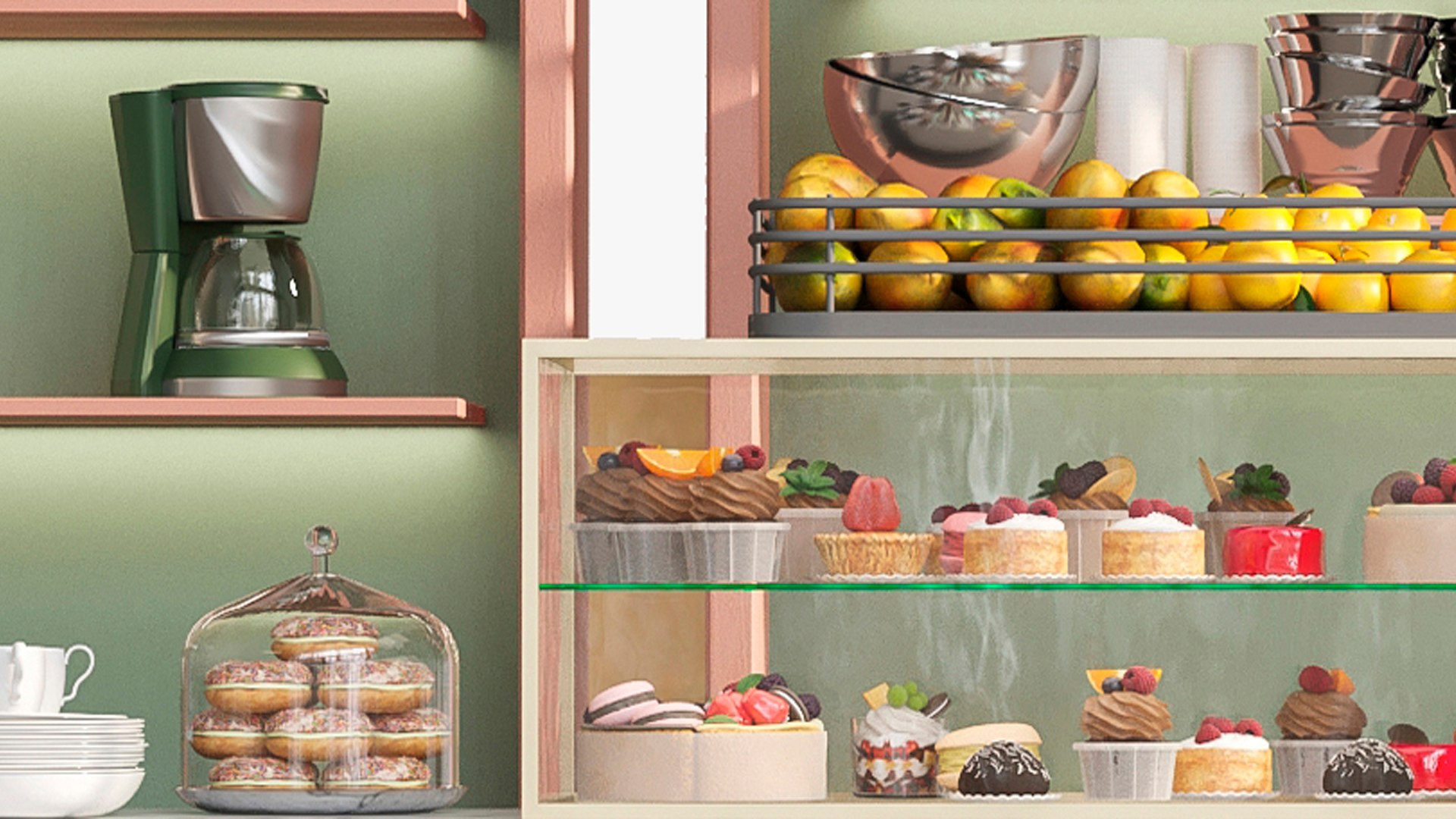 Modern Coffee Point With Sweets Model - TurboSquid 2021358