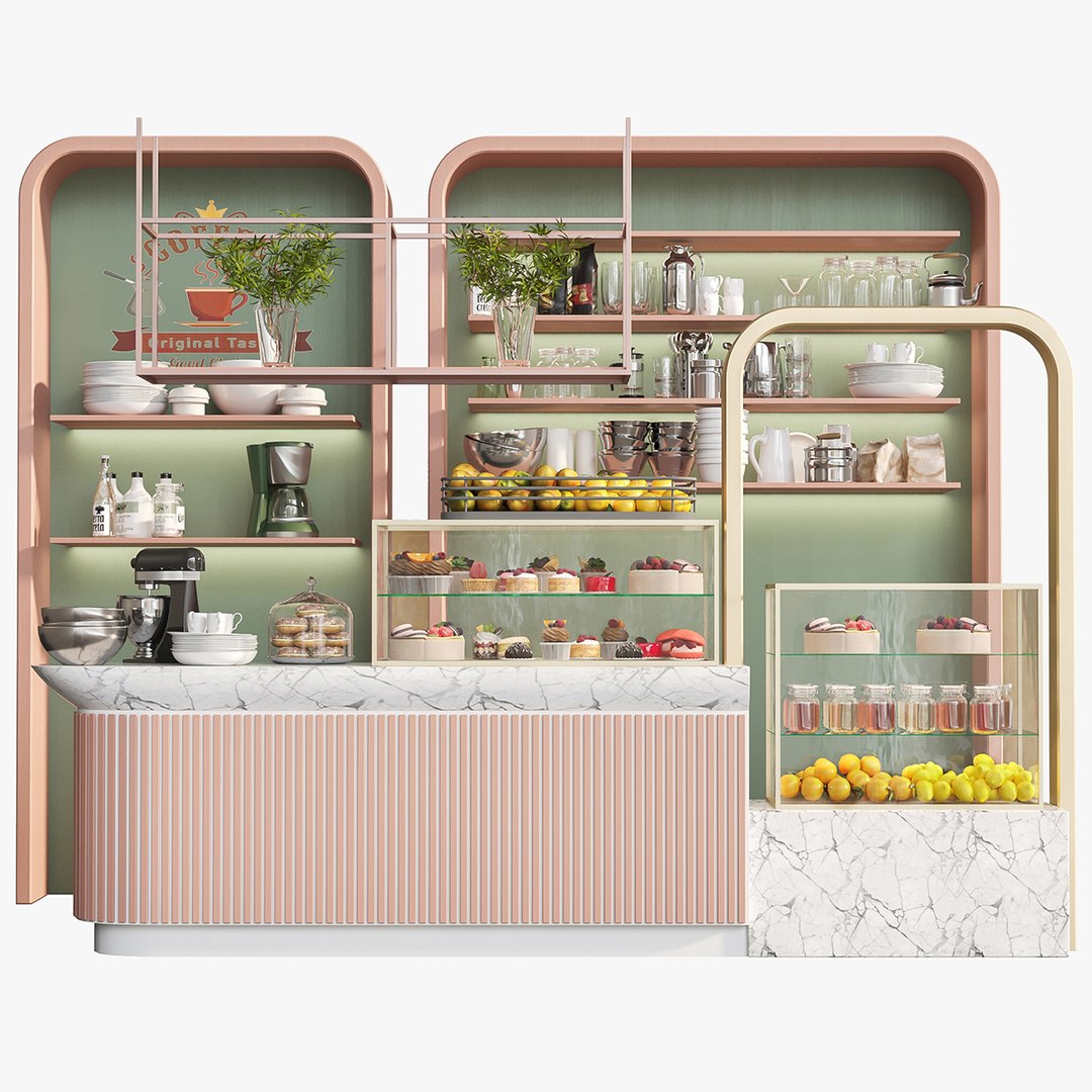 Modern coffee point with sweets model - TurboSquid 2021358