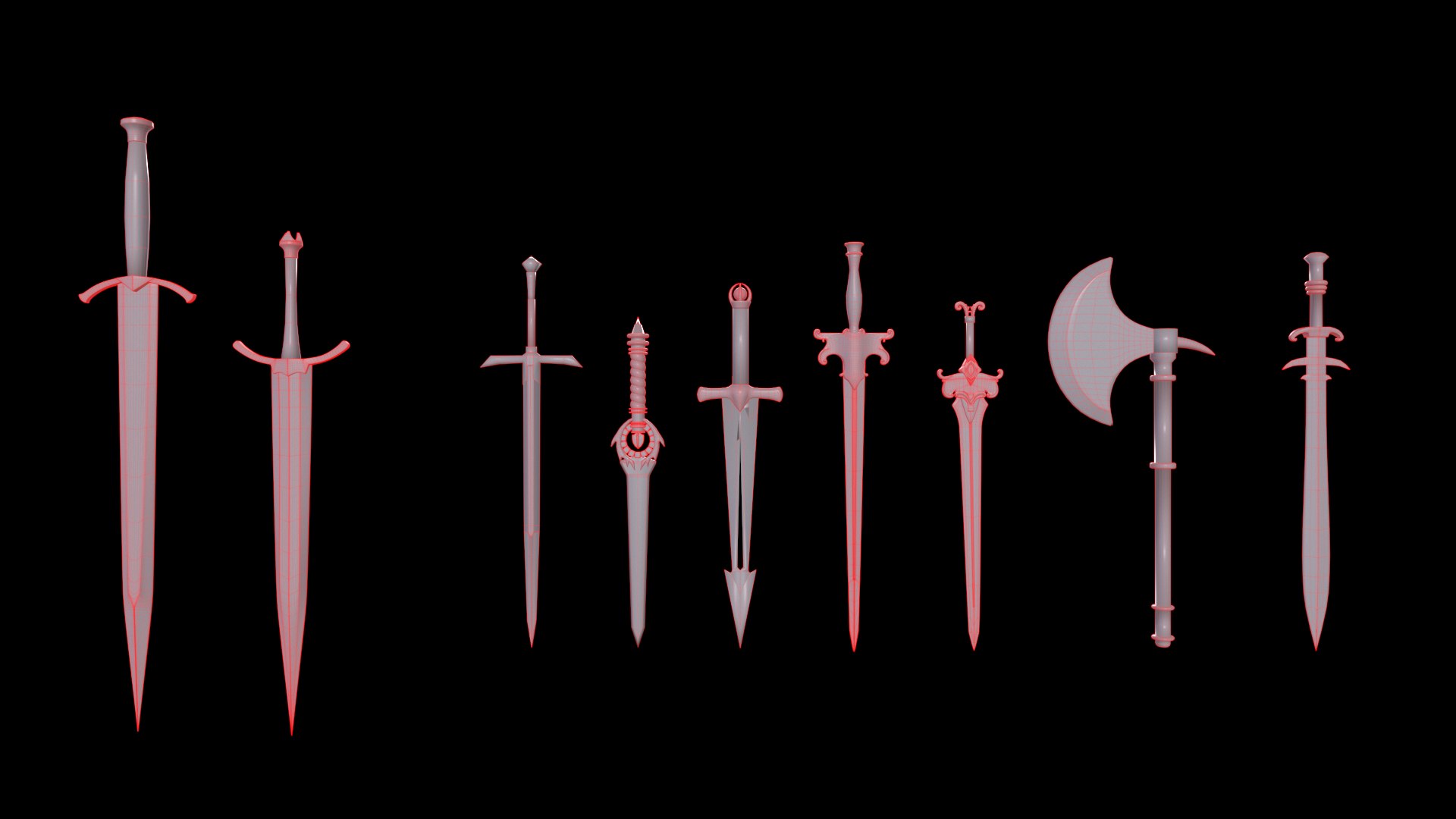 100 Medieval Swords Collection Base Mesh 3D Model - TurboSquid 2361945