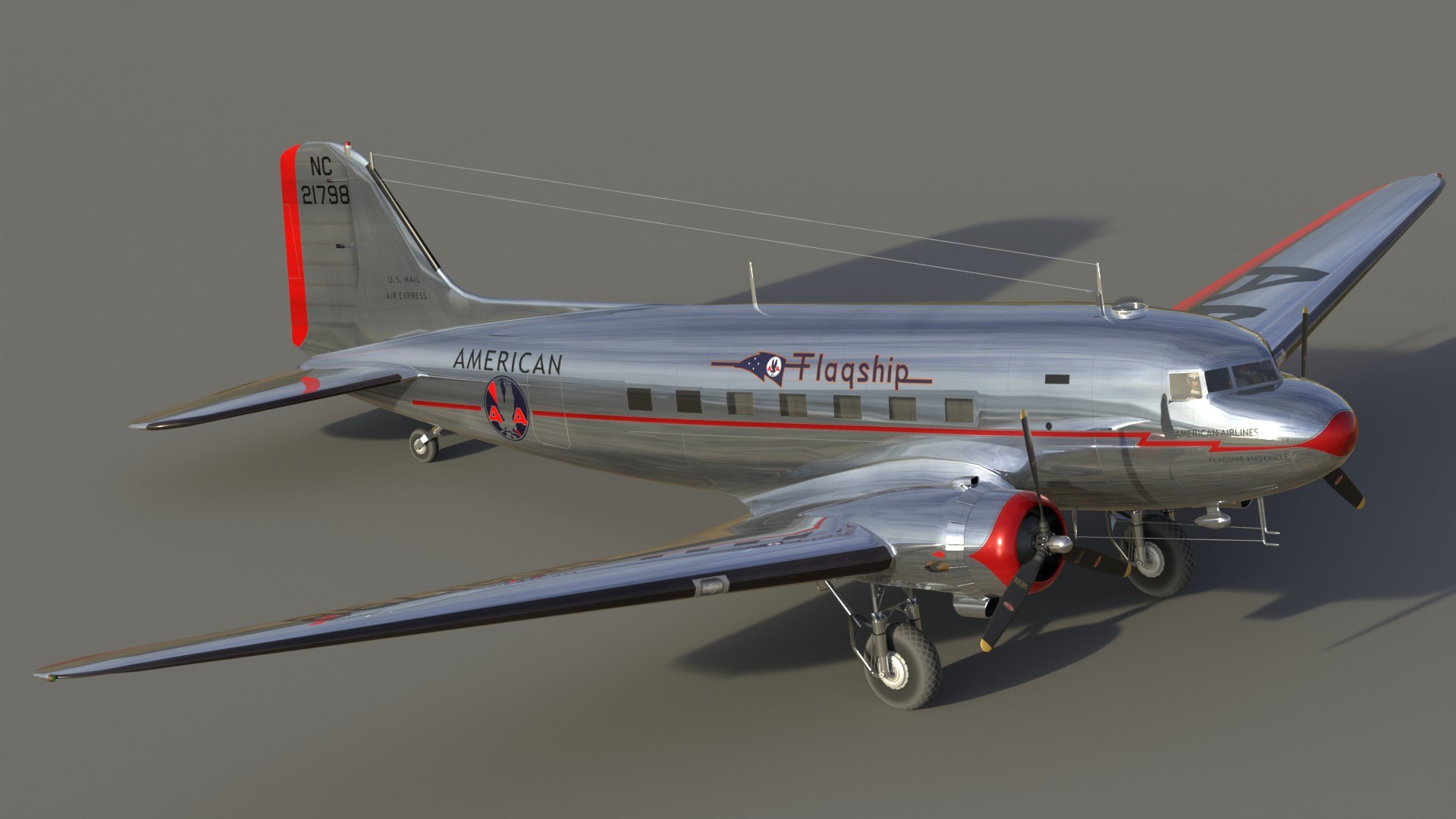 DC3 American Airlines Vintage 3D model - TurboSquid 2167385