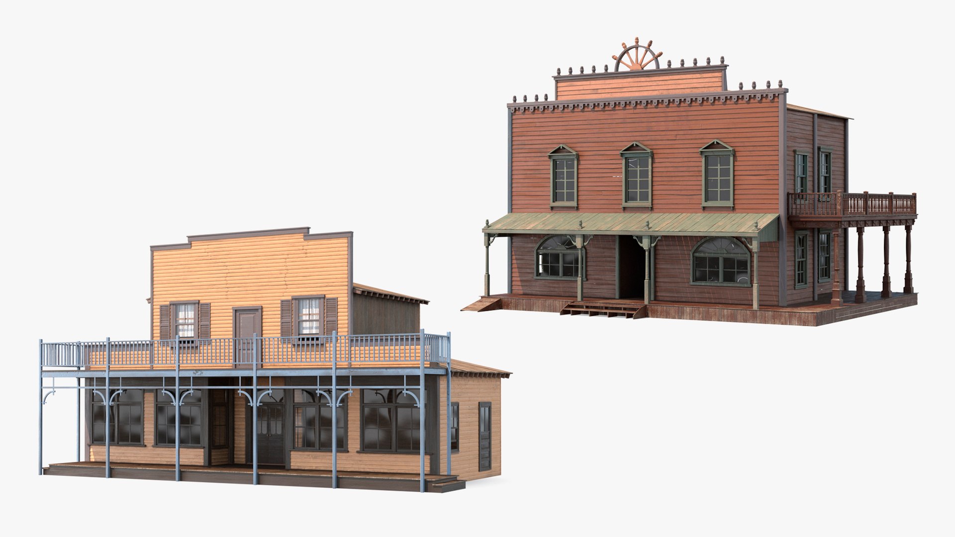 Western Houses Collection Model - TurboSquid 2139757