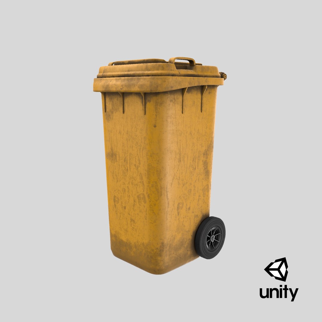 3D Wheeled Garbage Bin Yellow Dirty - TurboSquid 2091212