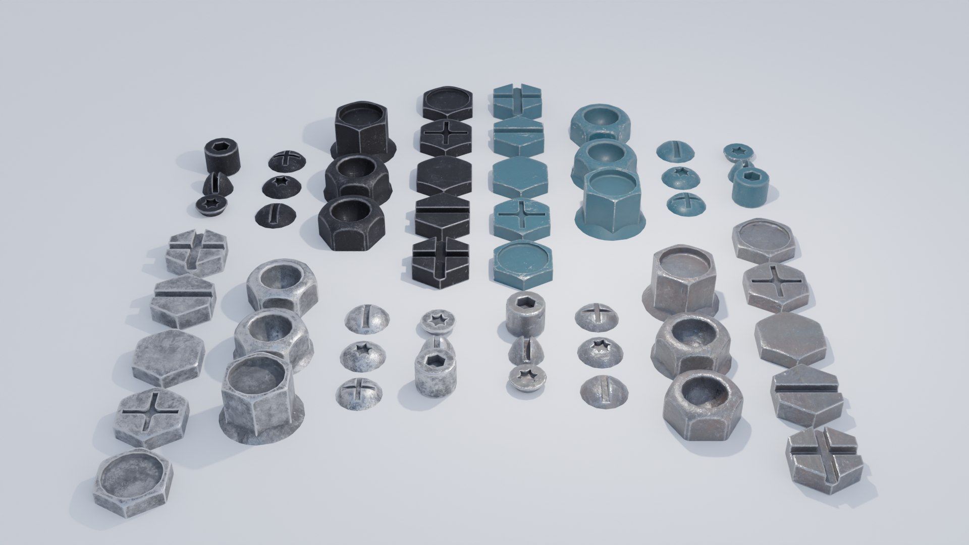 3D Bolts And Screws With Multiple Textures Model - TurboSquid 2071867