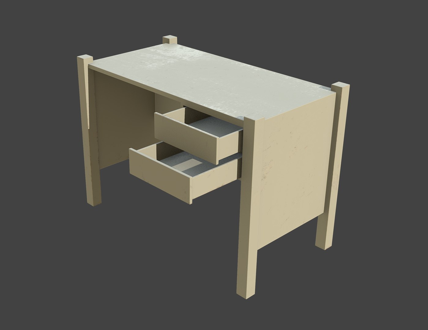 3D Model Old Wooden Desk - TurboSquid 1852013