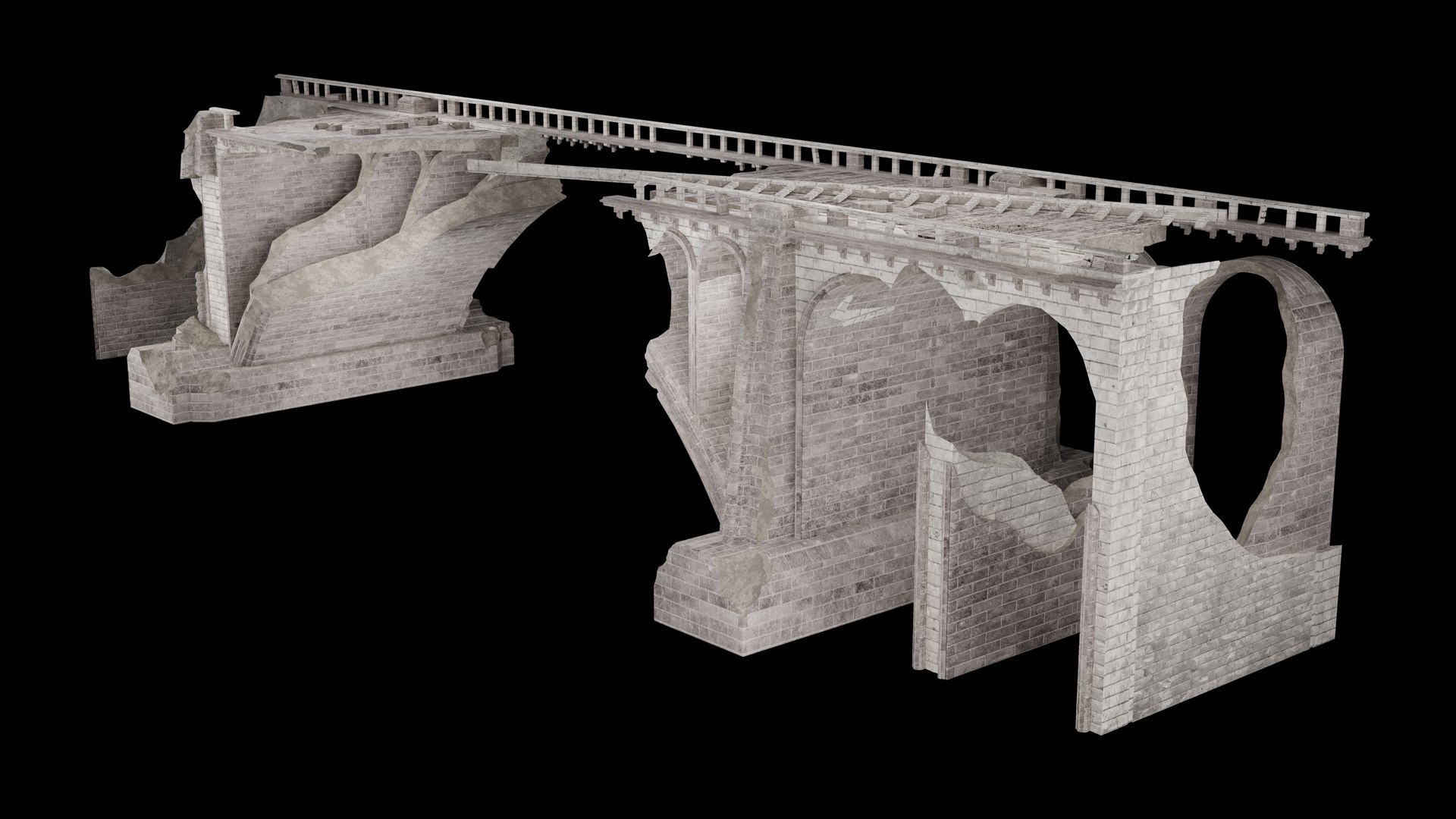 DESTROYED BRIDGE ROMAN GREEK ANCIENT ROAD OLD STONE COLLECTION Model ...