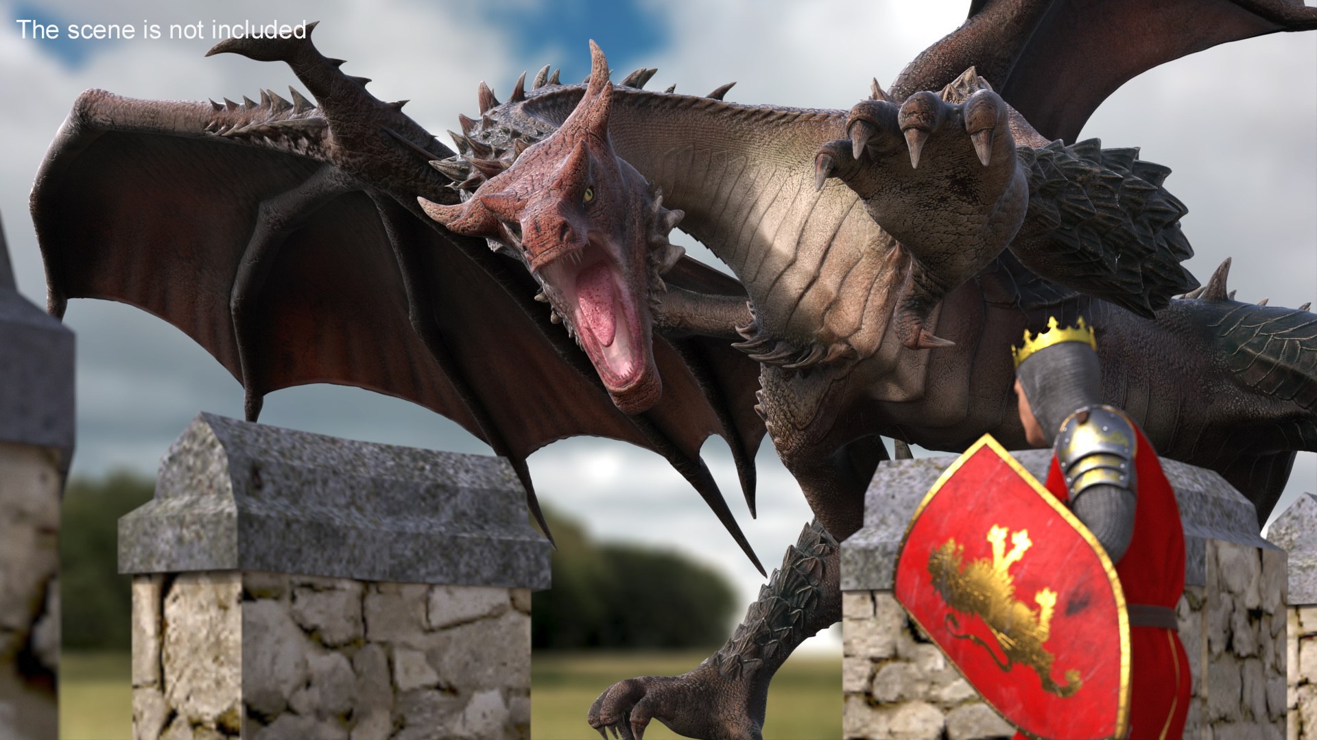 3D Crusader Knight King Protecting Castle From Dragon - TurboSquid 2335682