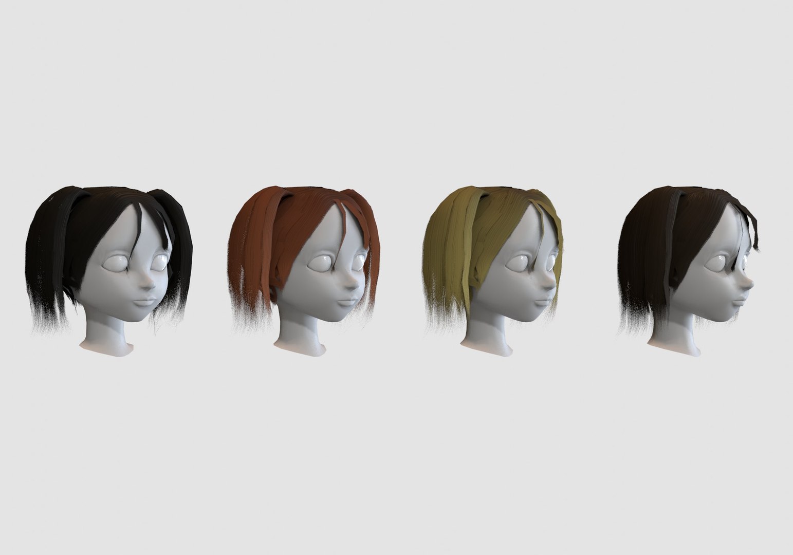 Hairstyle in 4 colors 3D model - TurboSquid 1899404