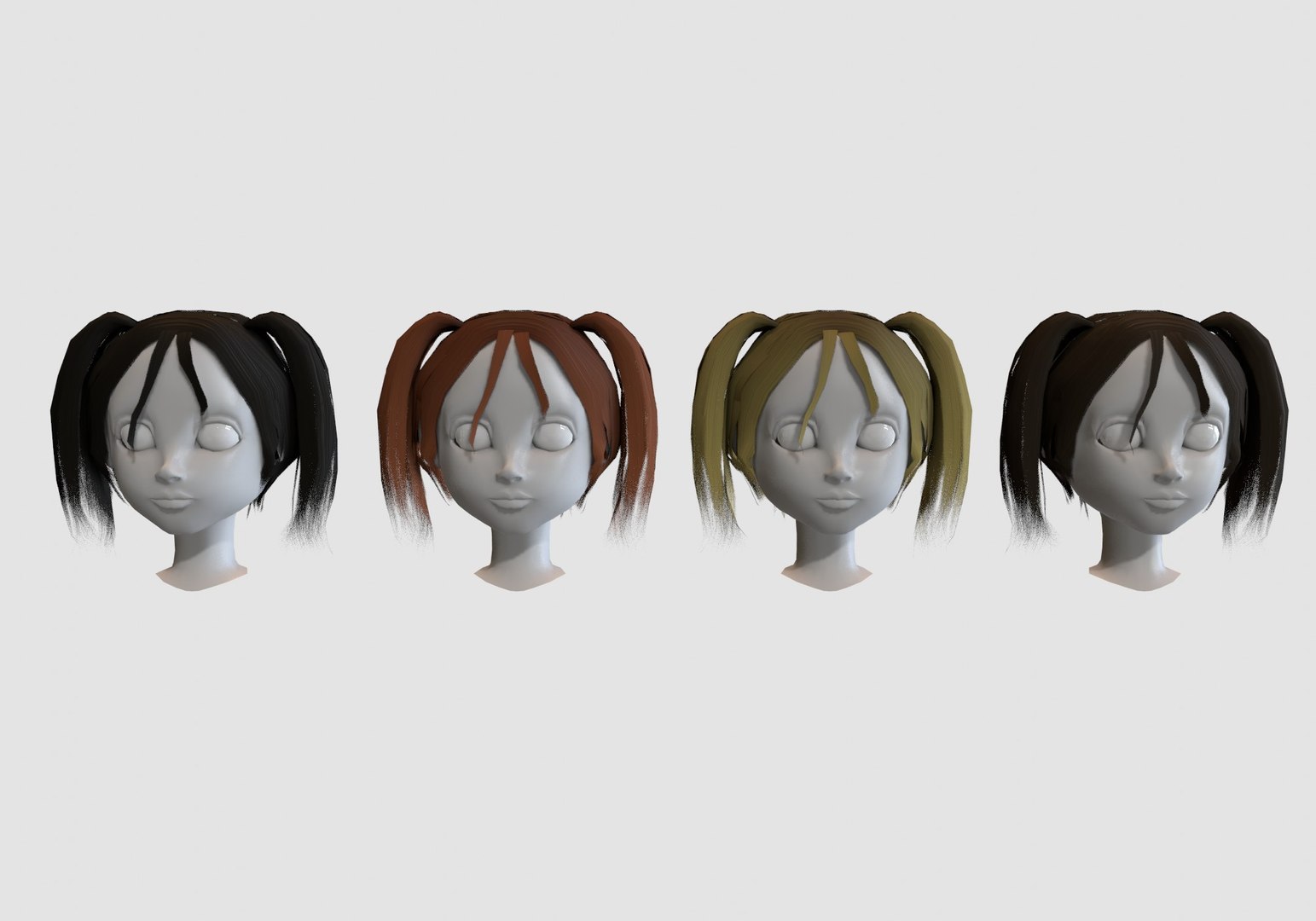 Hairstyle in 4 colors 3D model - TurboSquid 1899404