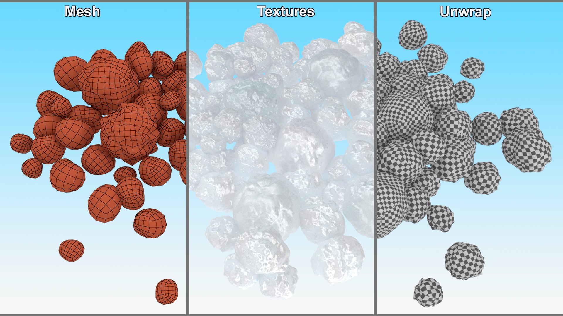 Different Sizes Hail Big Bunch 3D Model - TurboSquid 2159225