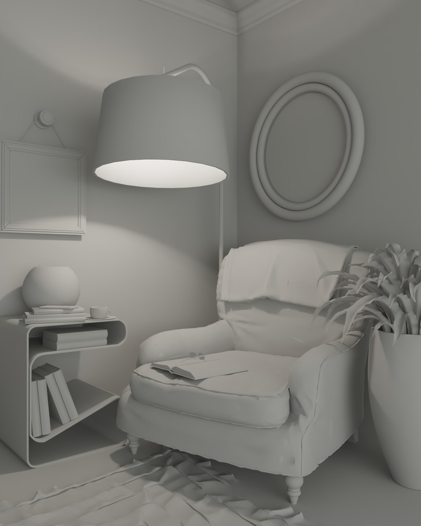 Free 3D Scene Reading Corner - TurboSquid 1440250