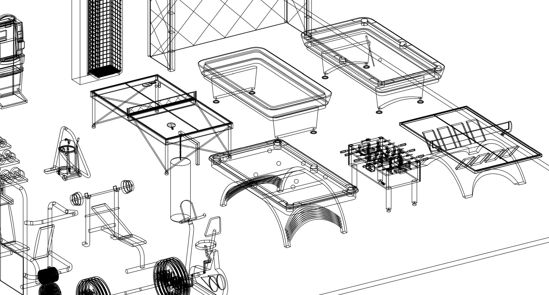 3D Sports Gym Soccer Billiard Revit Family Parameter Bundle ...