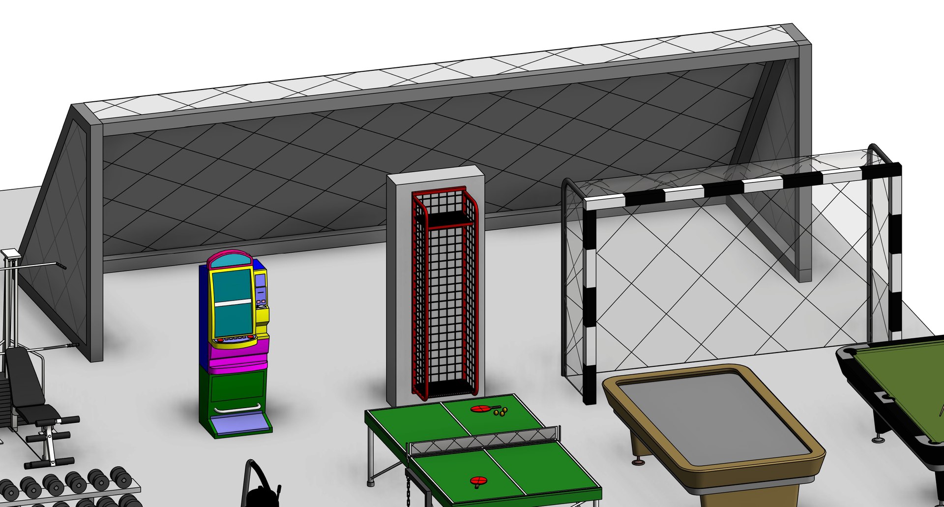 3D Sports Gym Soccer Billiard Revit Family Parameter Bundle ...