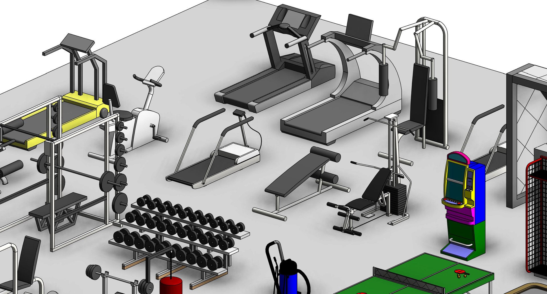 3D Sports Gym Soccer Billiard Revit Family Parameter Bundle ...