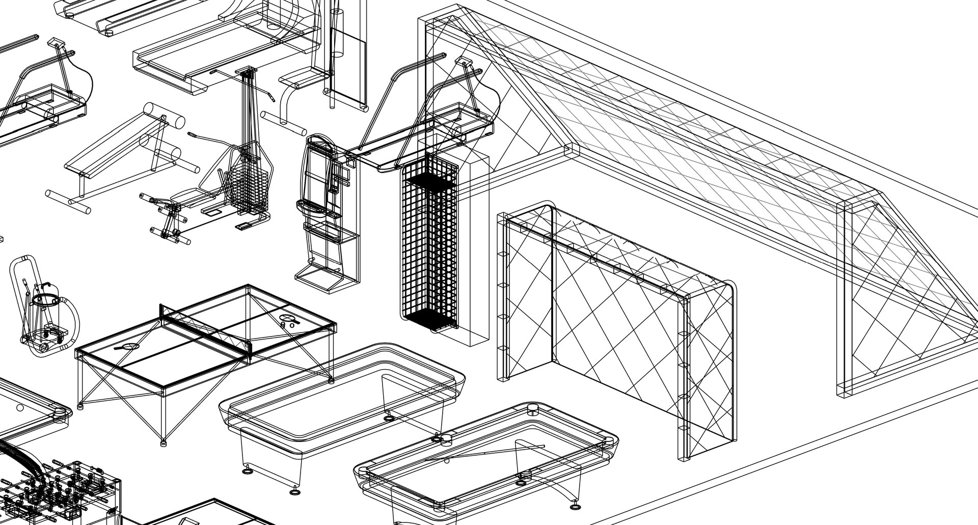 3D Sports Gym Soccer Billiard Revit Family Parameter Bundle ...