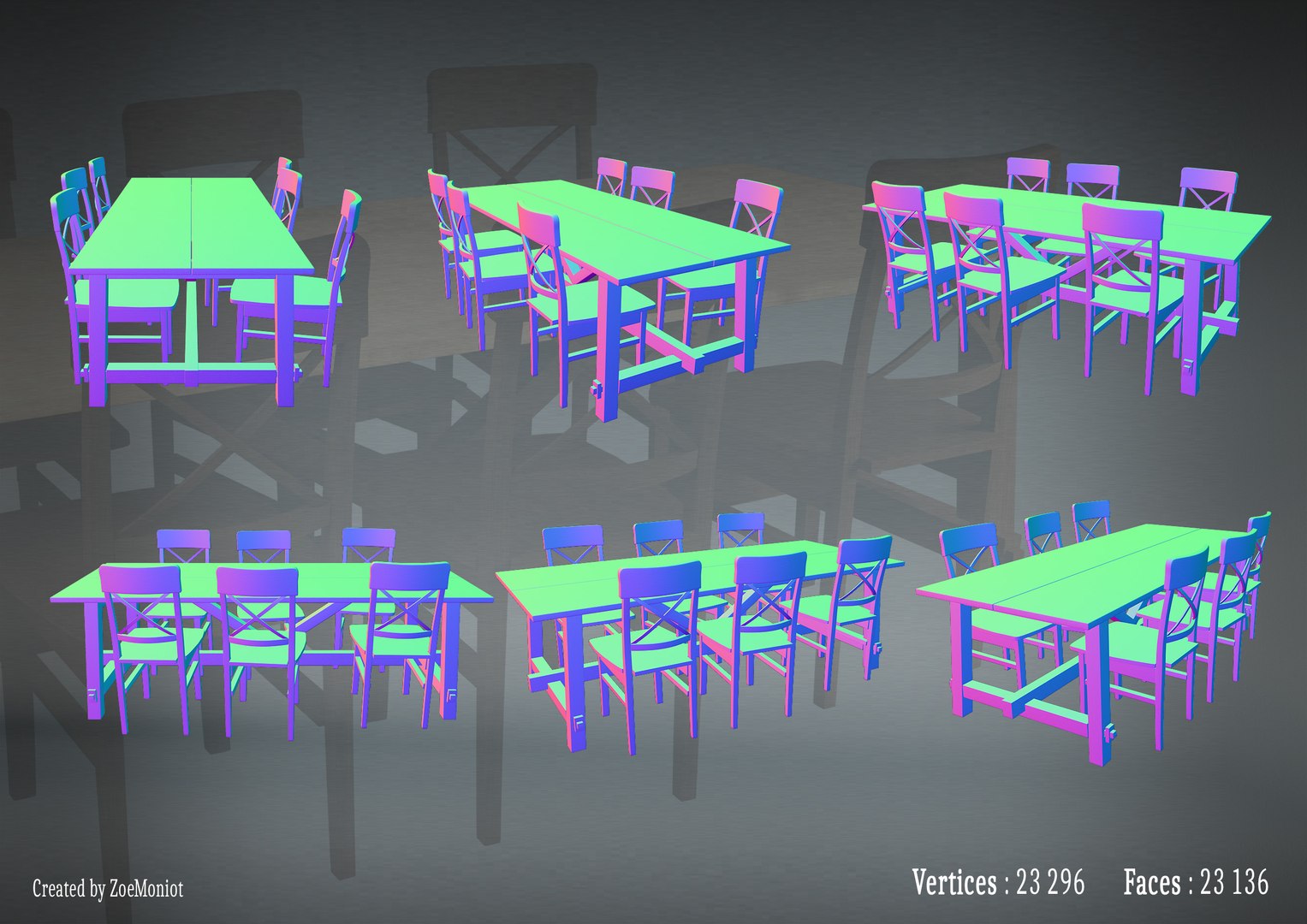 3D Wooden Dining Table 02 Model - TurboSquid 2192468