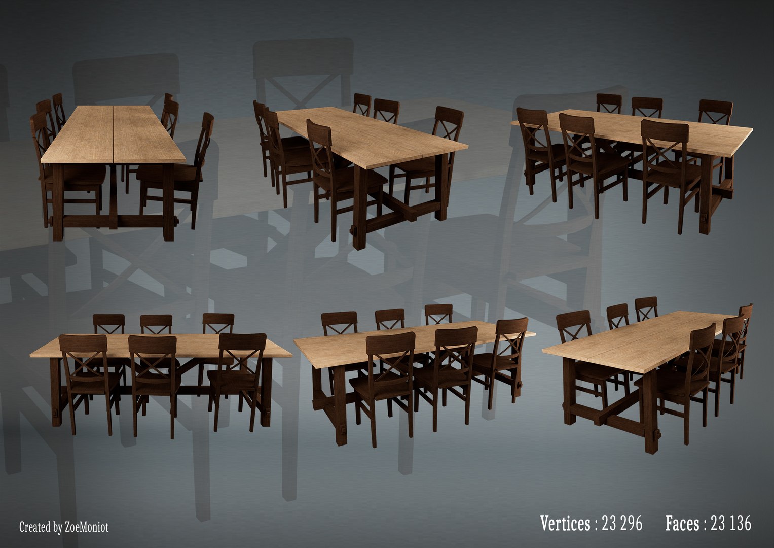 3D Wooden Dining Table 02 Model - TurboSquid 2192468