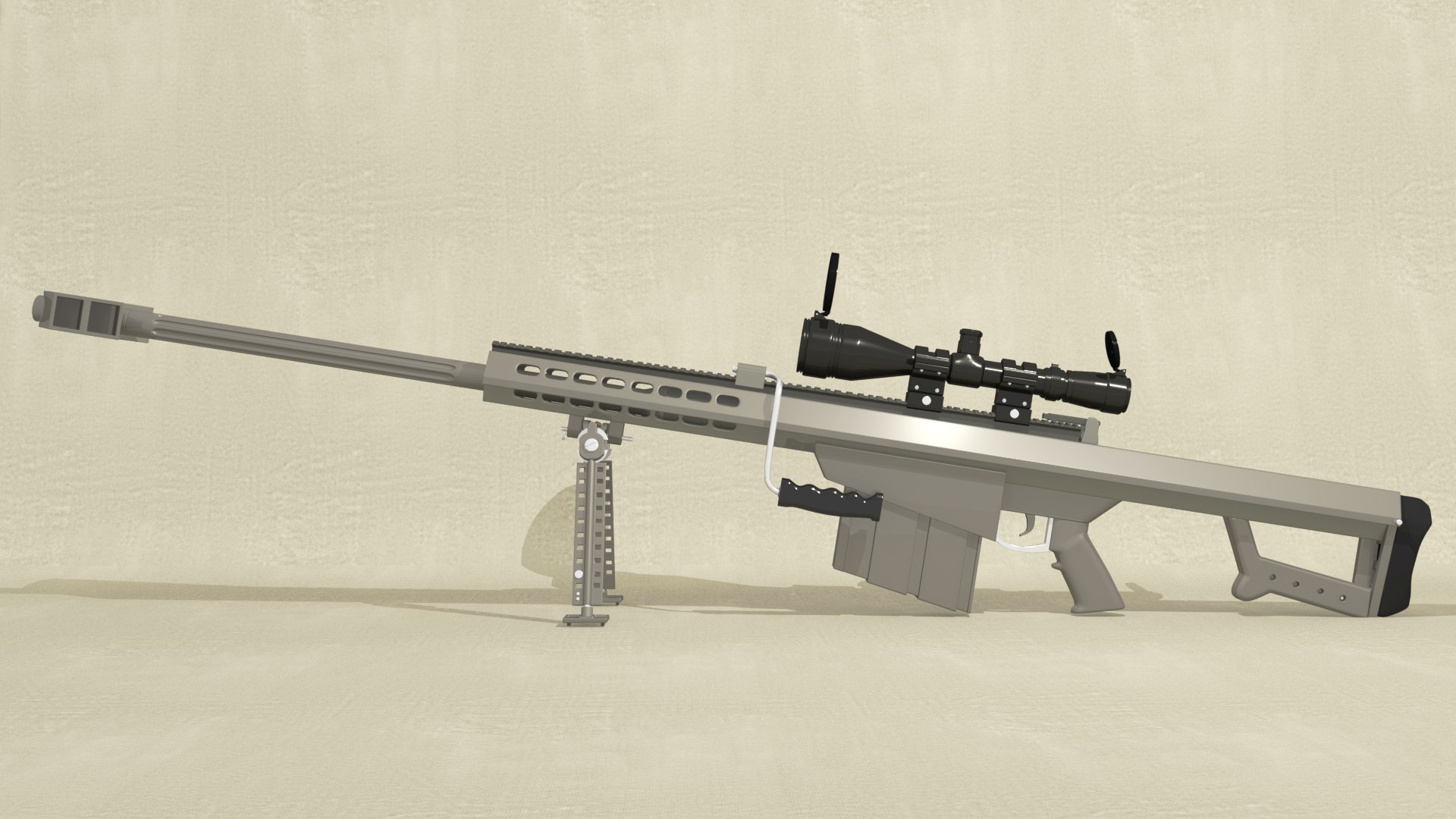 M107 Sniper Rifle 3d Model