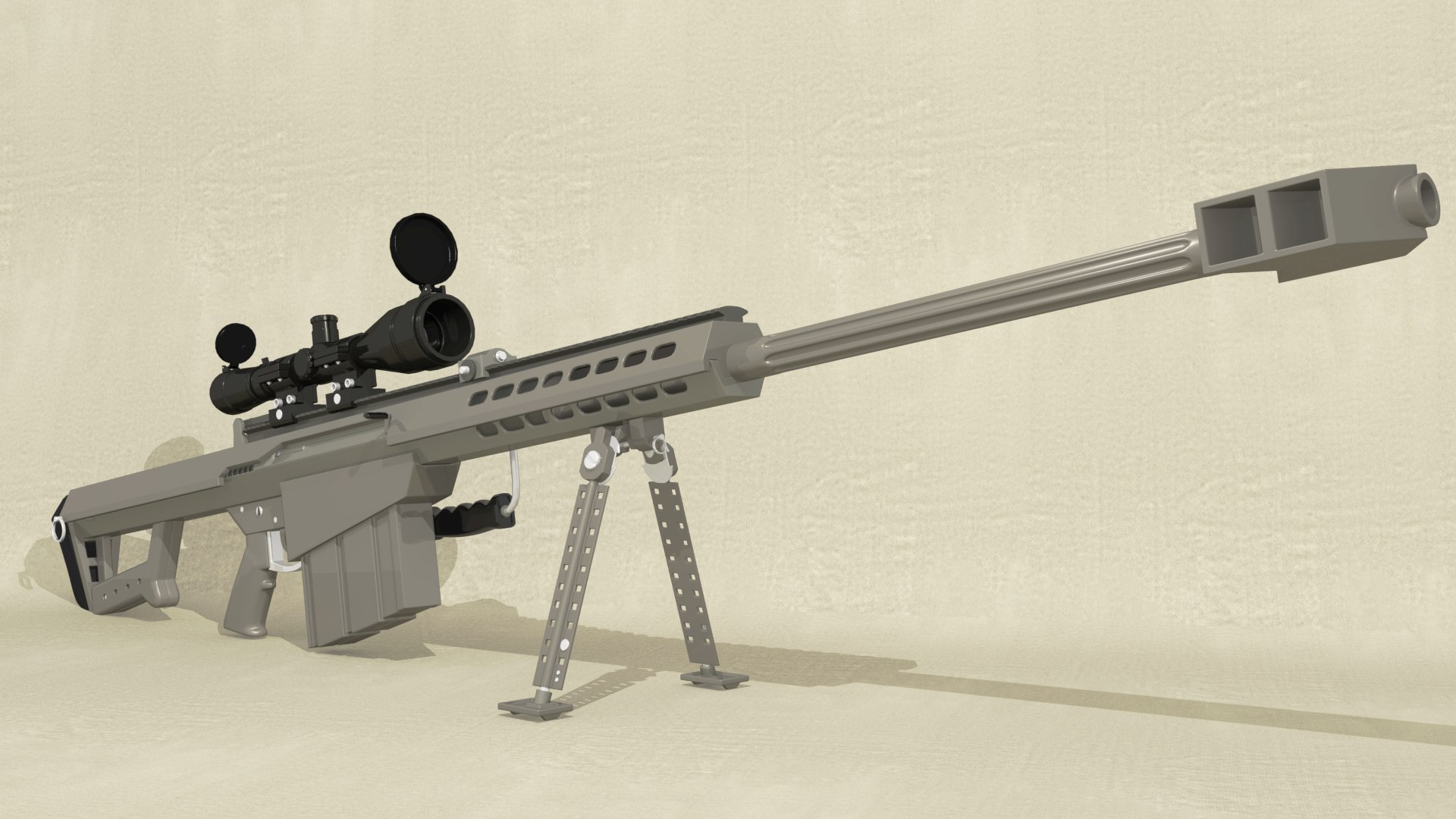 M107 Sniper Rifle 3d Model