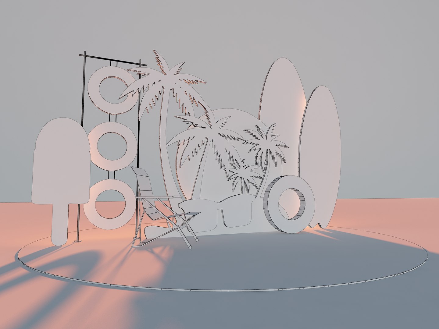 Beach Display Summer Beach Layout Check-in Point Photo Shoot Small ...