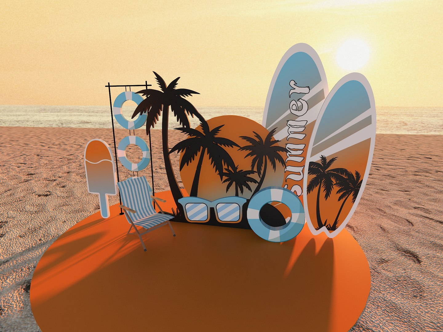 Beach Display Summer Beach Layout Check-in Point Photo Shoot Small ...