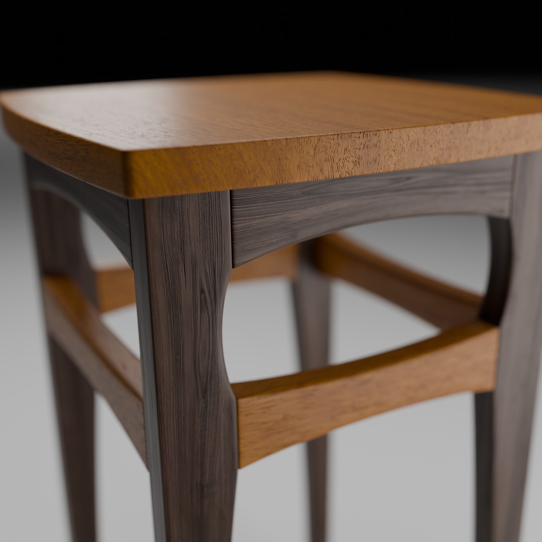 Walnut Iroko Hardwood End Table Furniture 8K PBR Subdiv Modern 3D Model ...