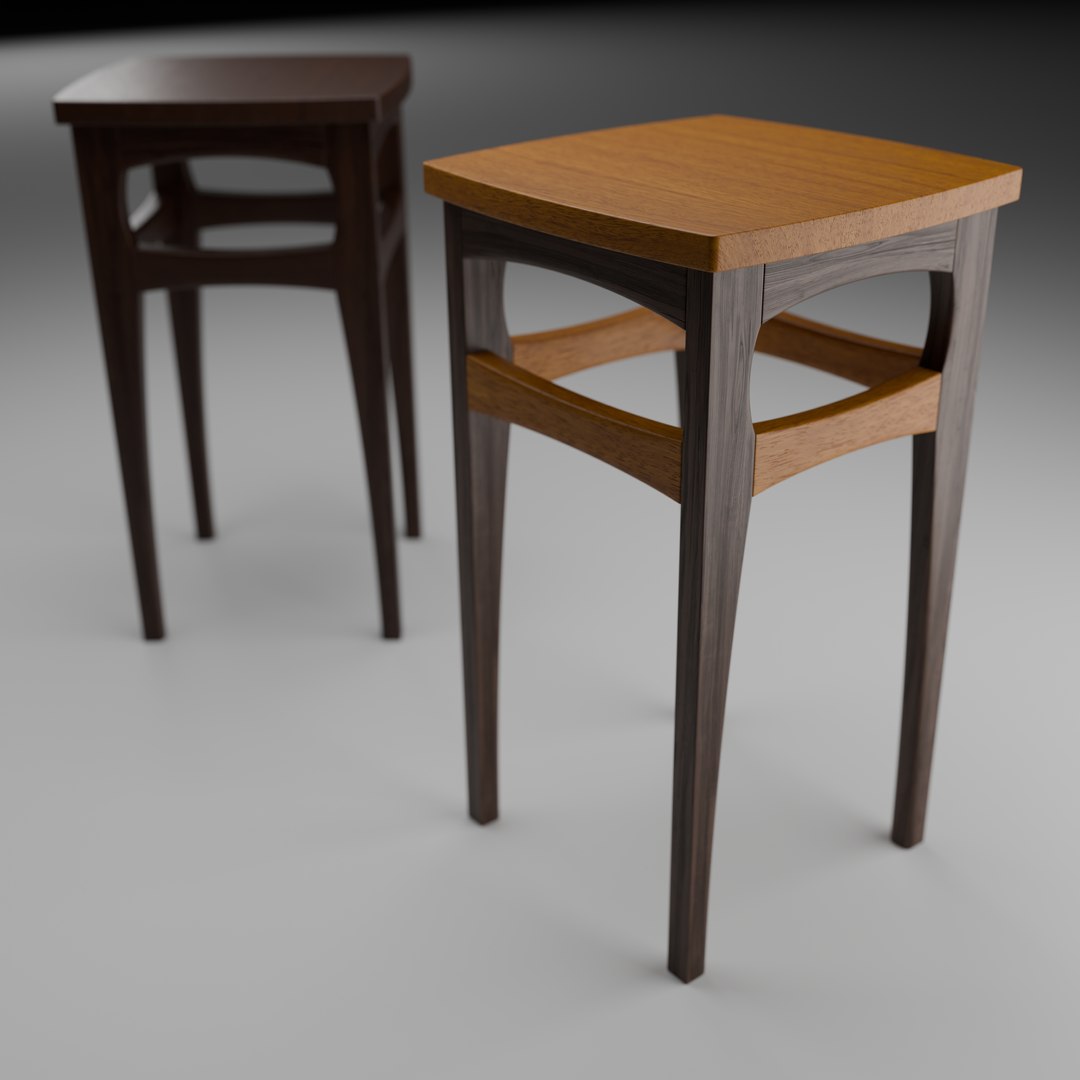 Walnut Iroko Hardwood End Table Furniture 8K PBR Subdiv Modern 3D Model ...