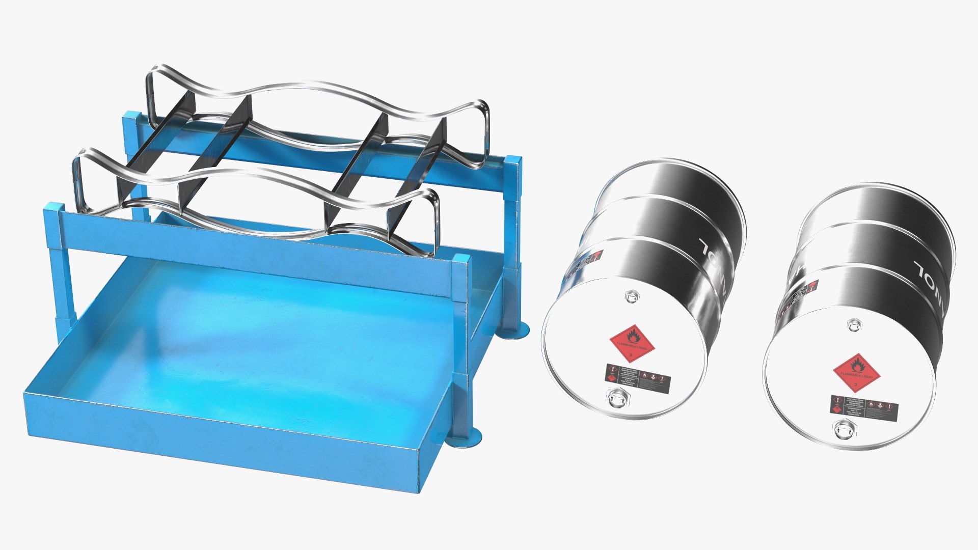 3D Horizontal Retention Basin with Ethanol Barrels - TurboSquid 1808599