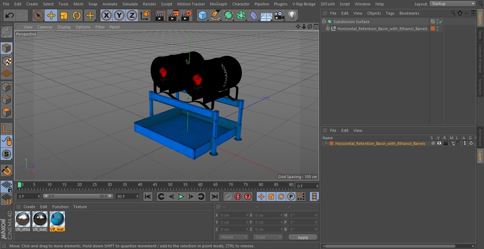 3D Horizontal Retention Basin with Ethanol Barrels - TurboSquid 1808599