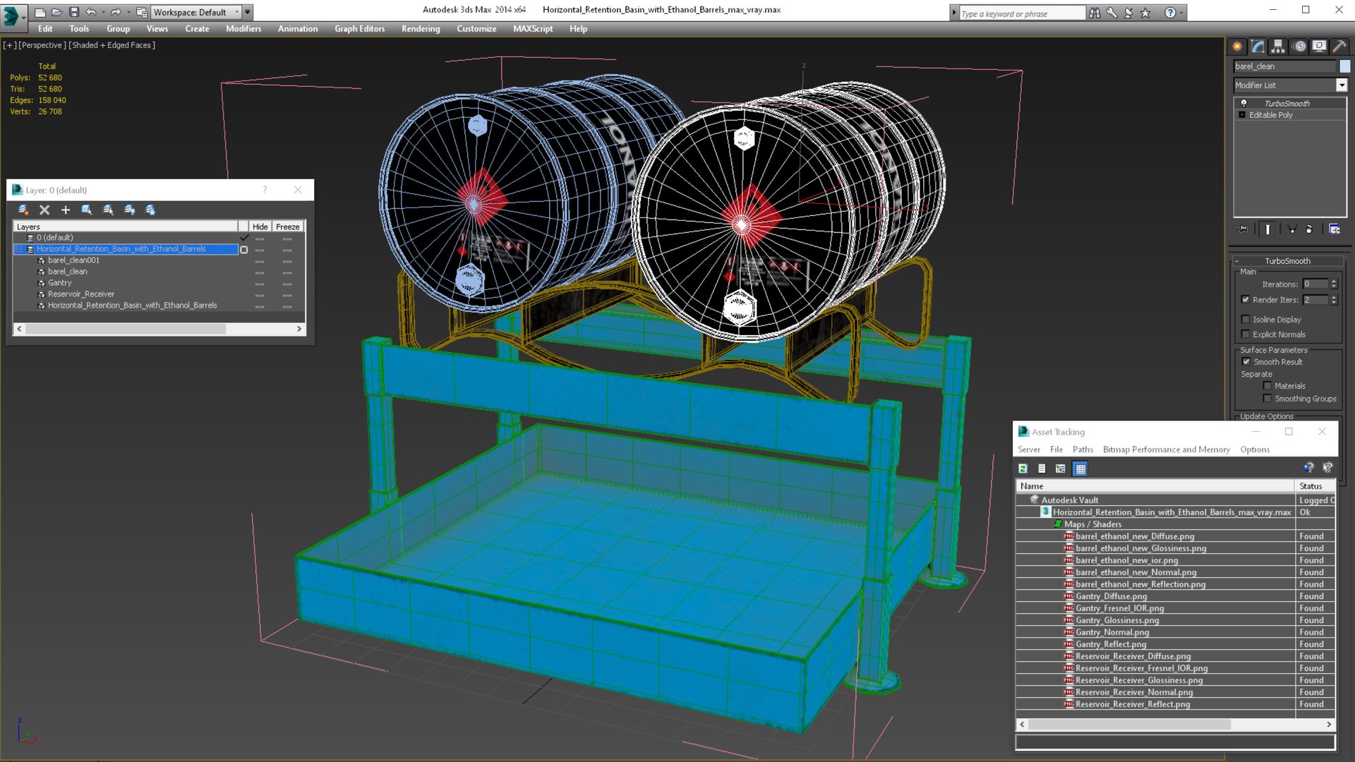 3D Horizontal Retention Basin with Ethanol Barrels - TurboSquid 1808599
