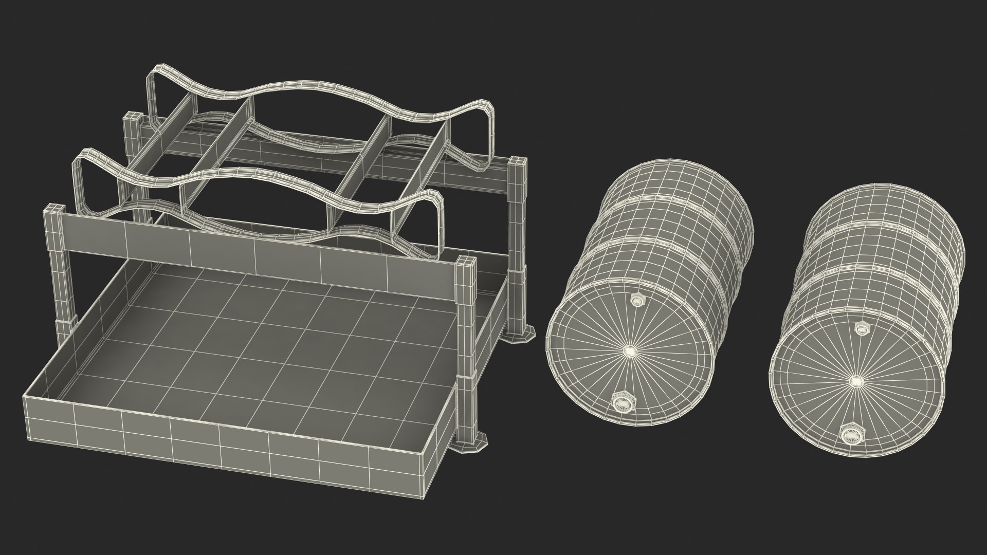 3D Horizontal Retention Basin with Ethanol Barrels - TurboSquid 1808599