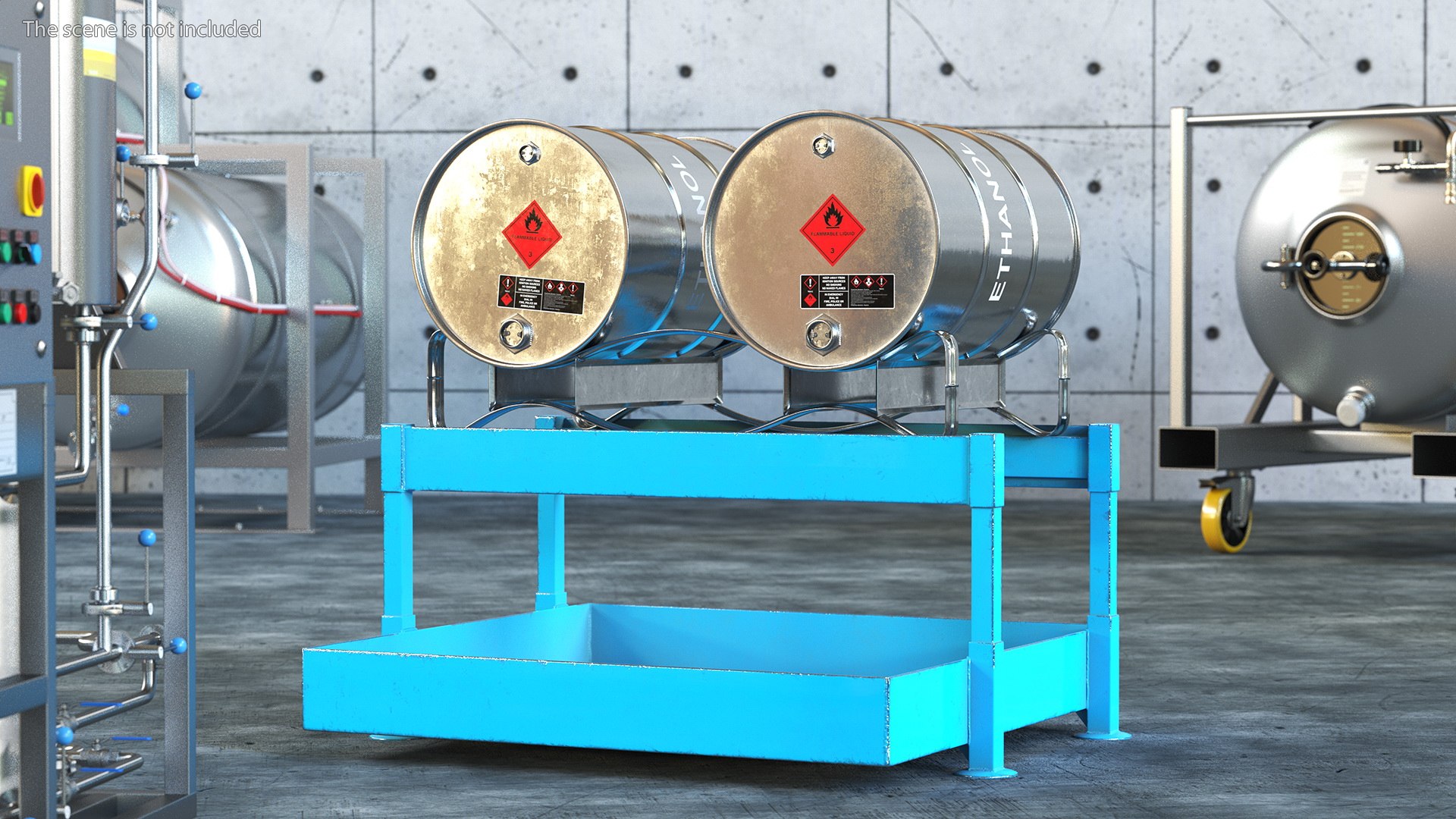 3D Horizontal Retention Basin With Ethanol Barrels - TurboSquid 1808599