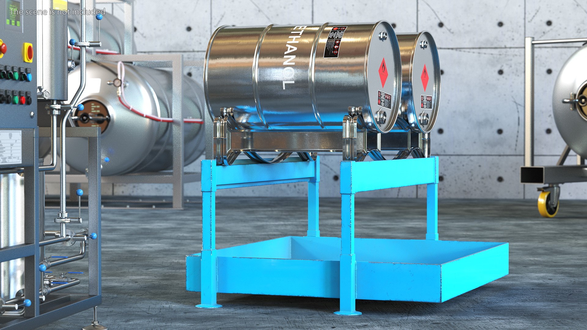 3D Horizontal Retention Basin With Ethanol Barrels - TurboSquid 1808599