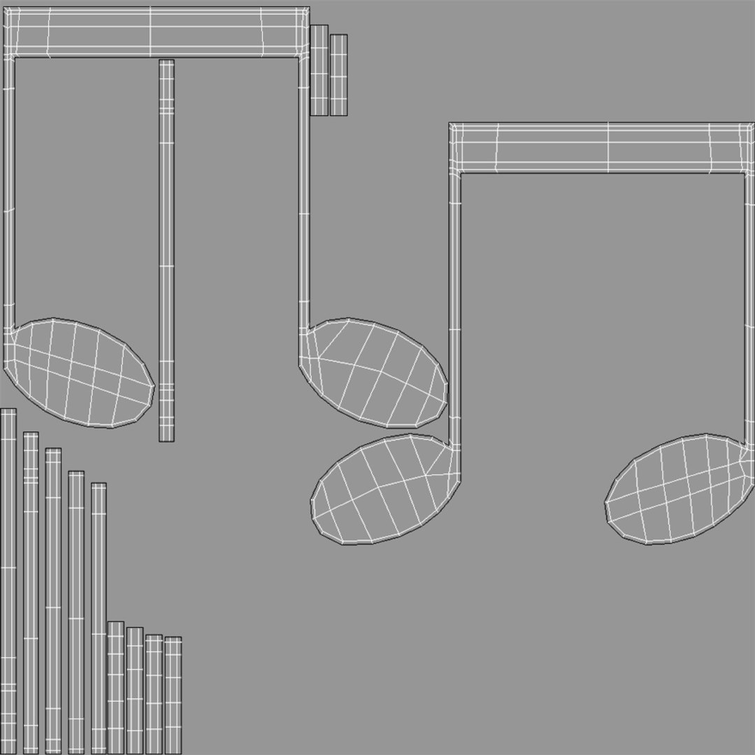 Beamed Eighth Note Symbol 3D model - TurboSquid 2129188