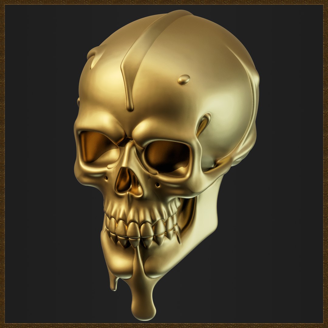 3D Dripping Gold Skull - TurboSquid 2430960