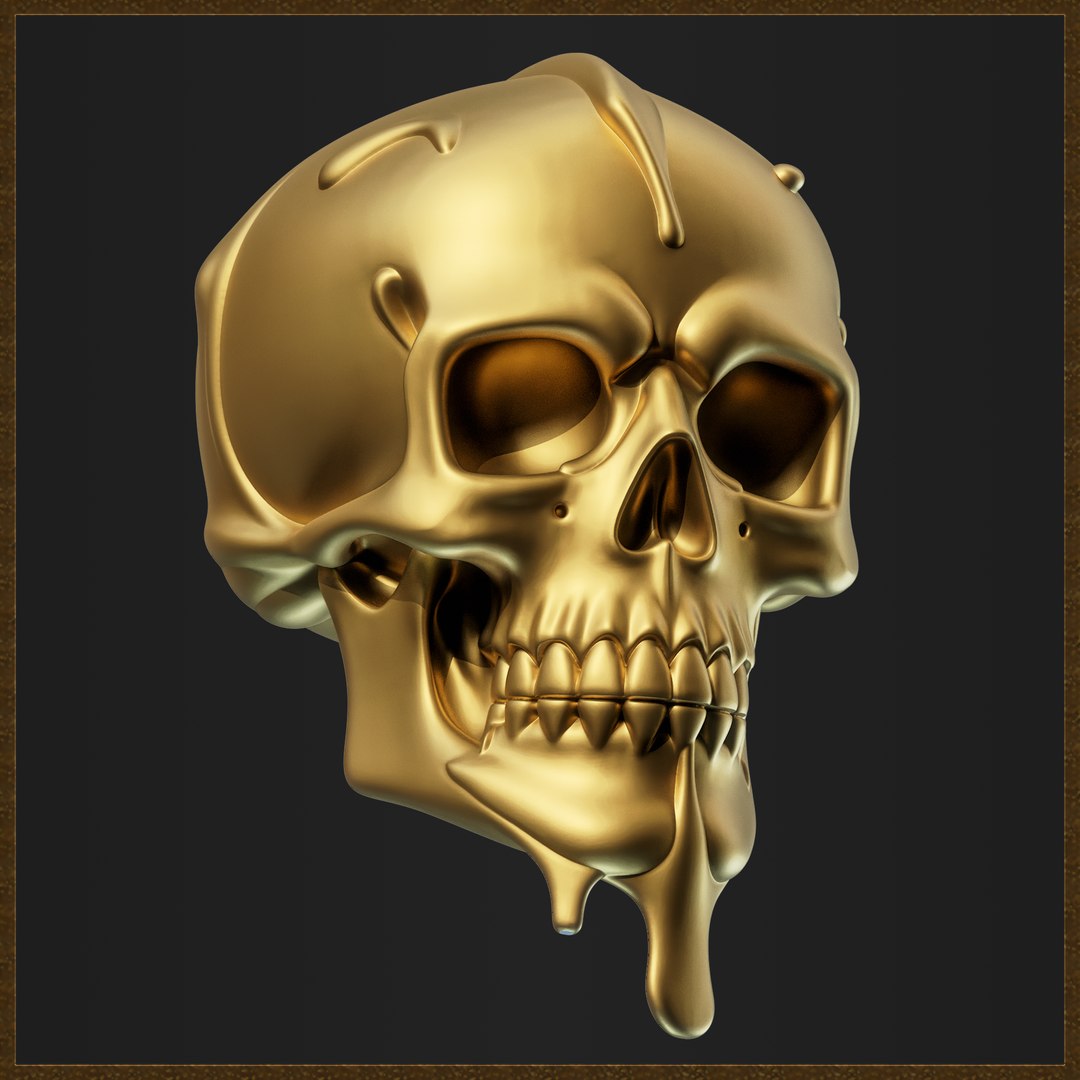 3D Dripping Gold Skull - TurboSquid 2430960