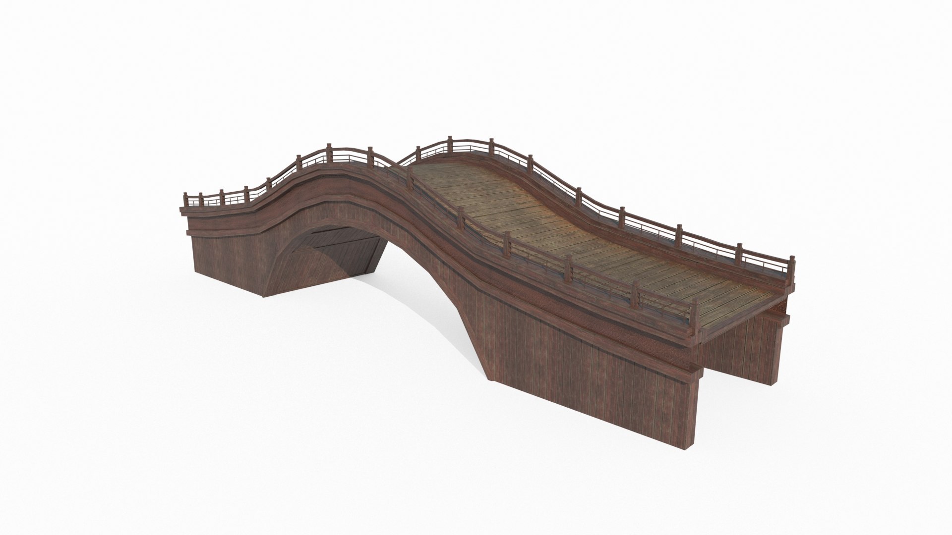 3D Model Asian Ancient Architecture Wood Arch Bridge - TurboSquid 2135782