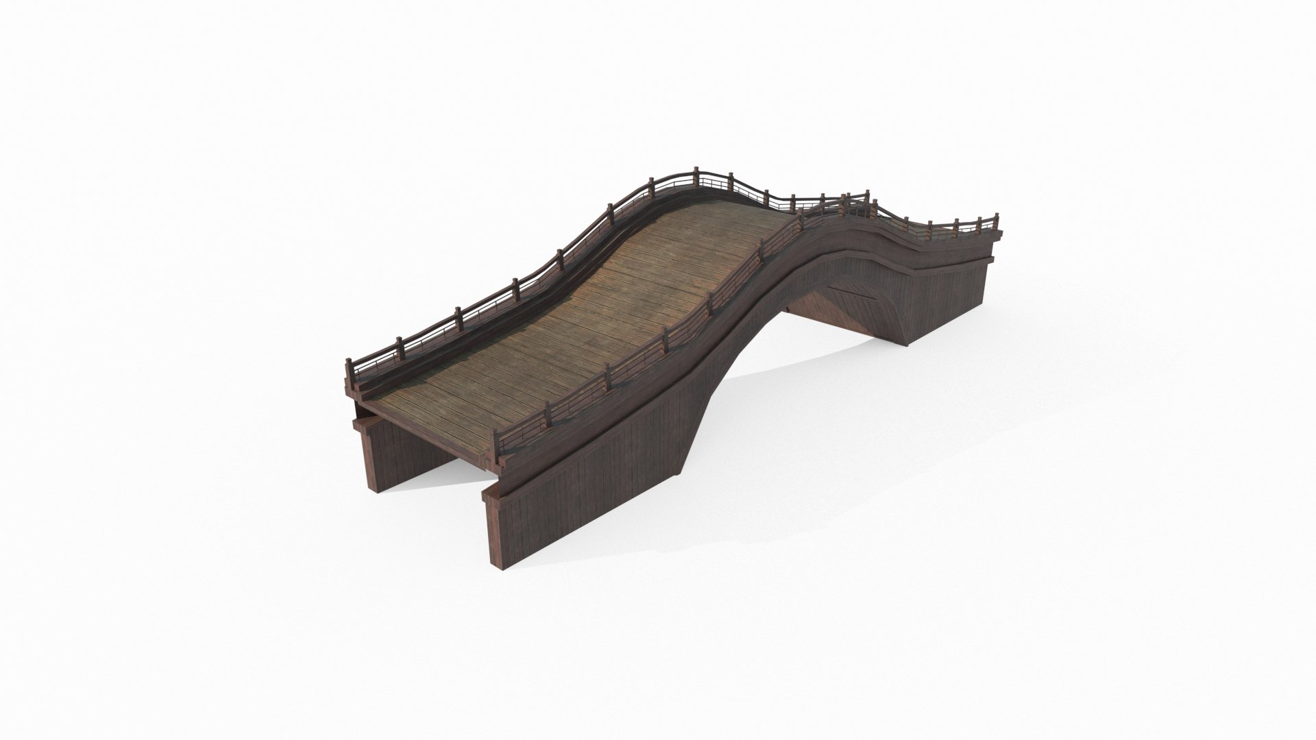3D Model Asian Ancient Architecture Wood Arch Bridge - TurboSquid 2135782