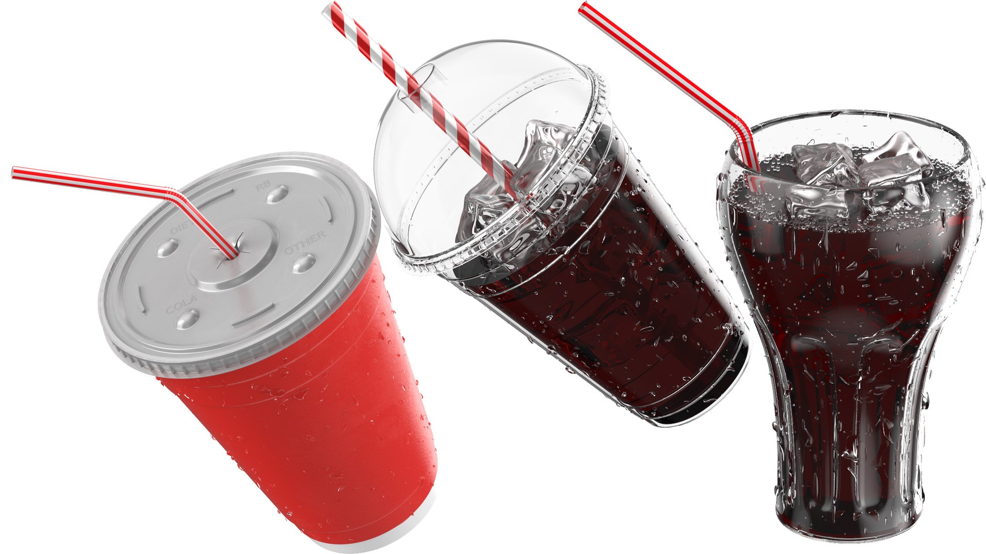 Three Soda Cups 3D Model - TurboSquid 1952614